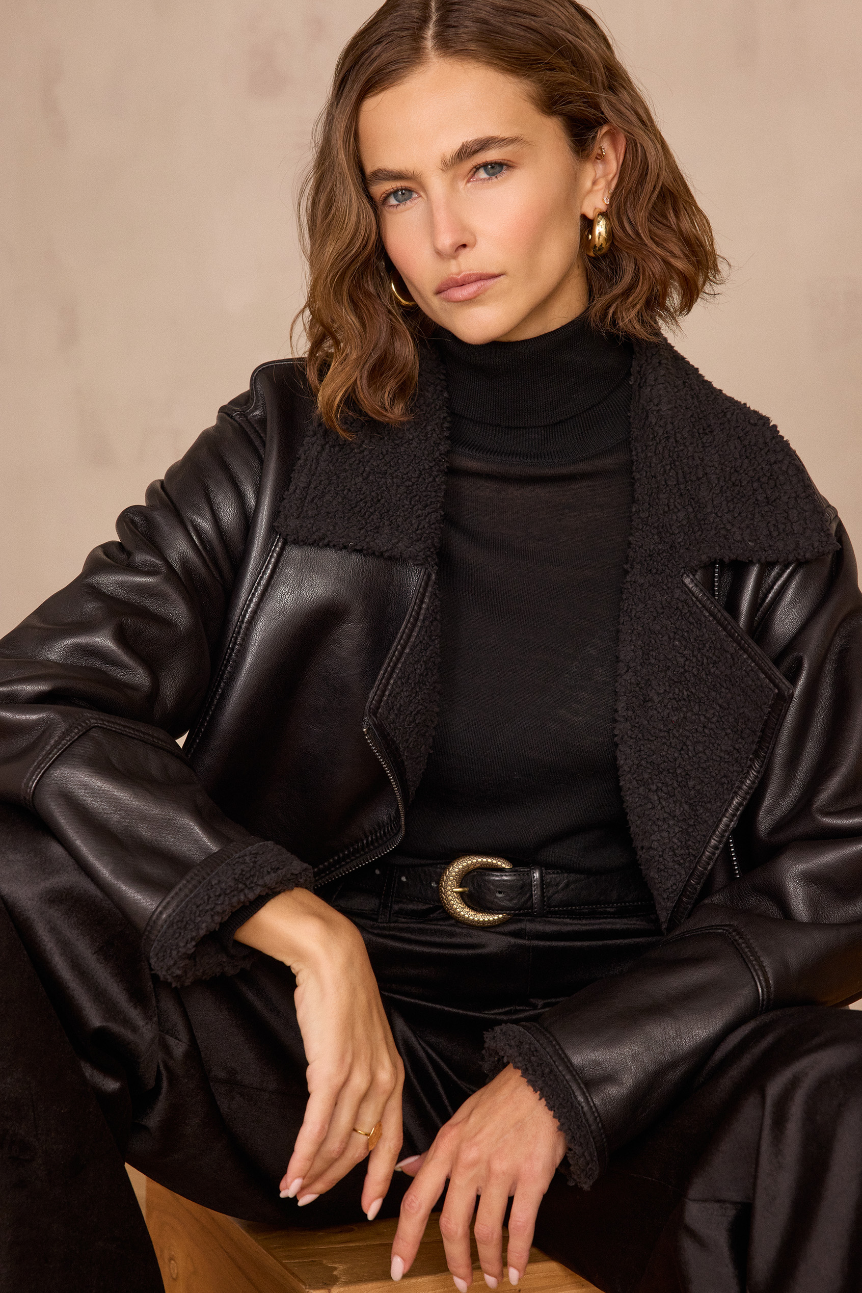 FOLIO leather jacket woman | BLACK | Maison 123